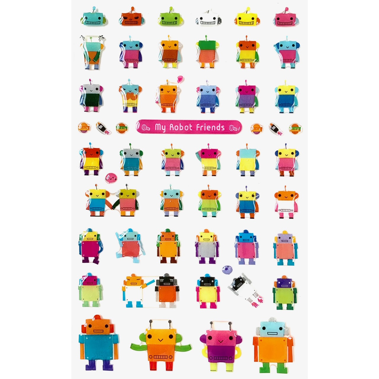 My Robot Friends Gel Sticker – Sticker Planet