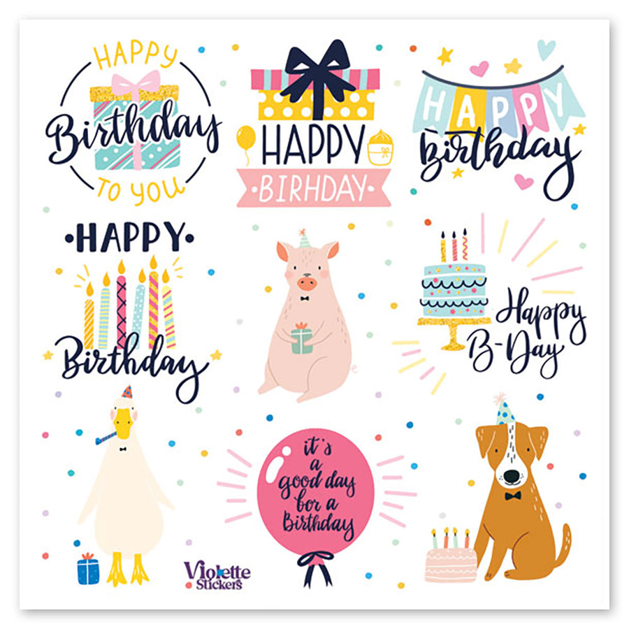 Birthday Stickers, Balloons, Candles & Cake | Sticker Planet