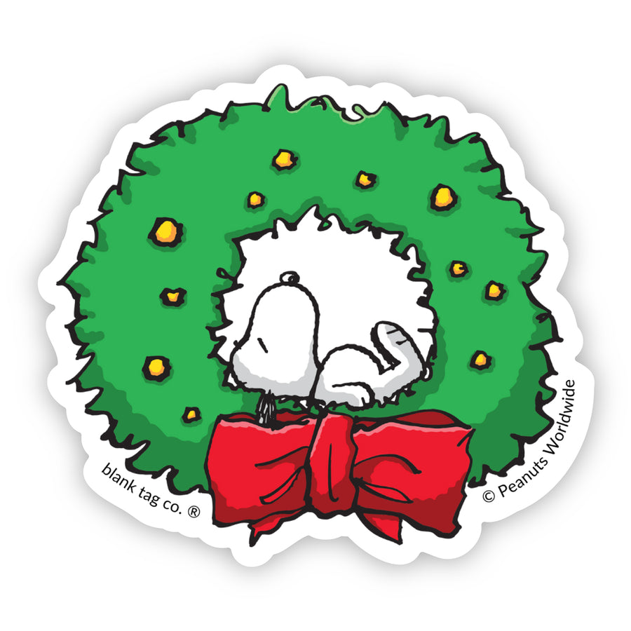 The Peanuts Snoopy In A Wreath Vinyl Sticker Decal – Sticker Planet