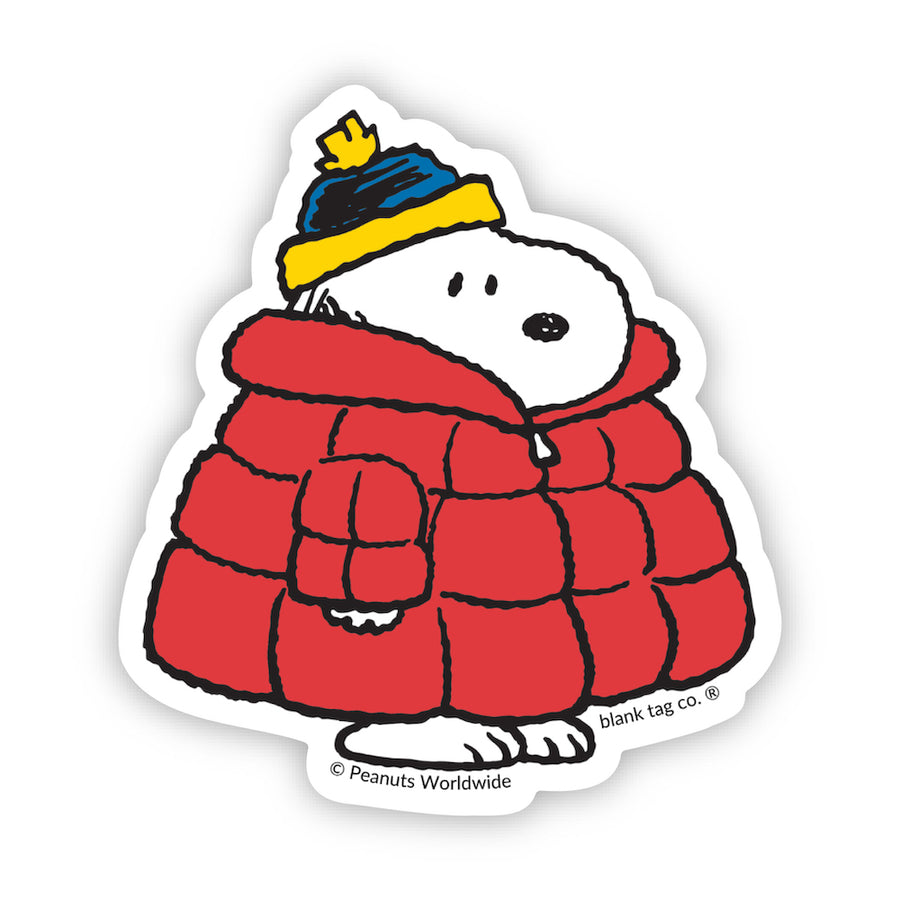 The Peanuts Snoopy Walking with A Puffy Jacket Vinyl Sticker Decal ...
