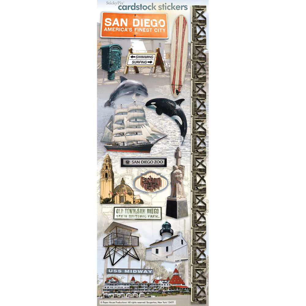 San Diego Cardstock Stickers – Sticker Planet
