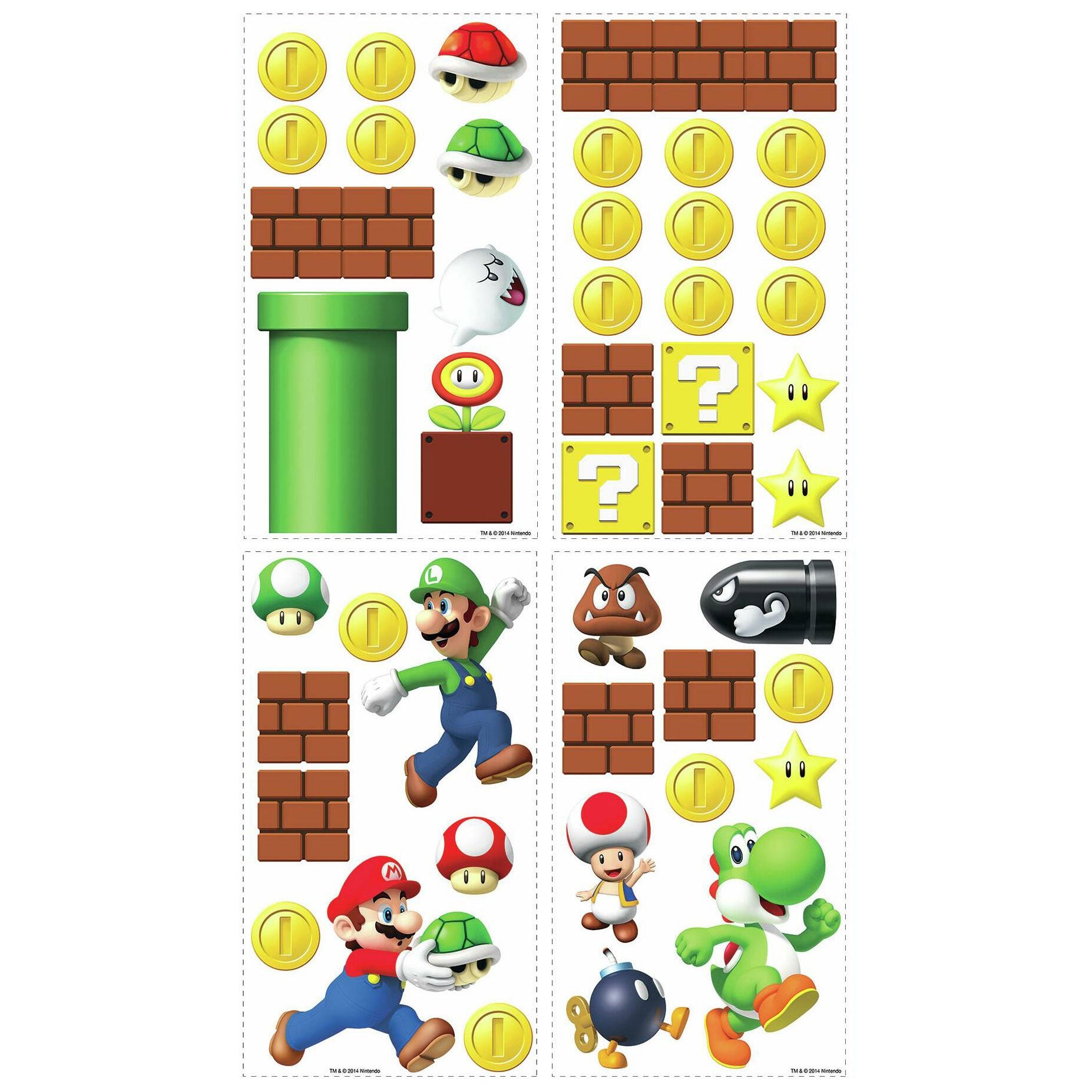 Nintendo Super Mario Bros. Build A Scene Wall Sticker Decals – Sticker ...