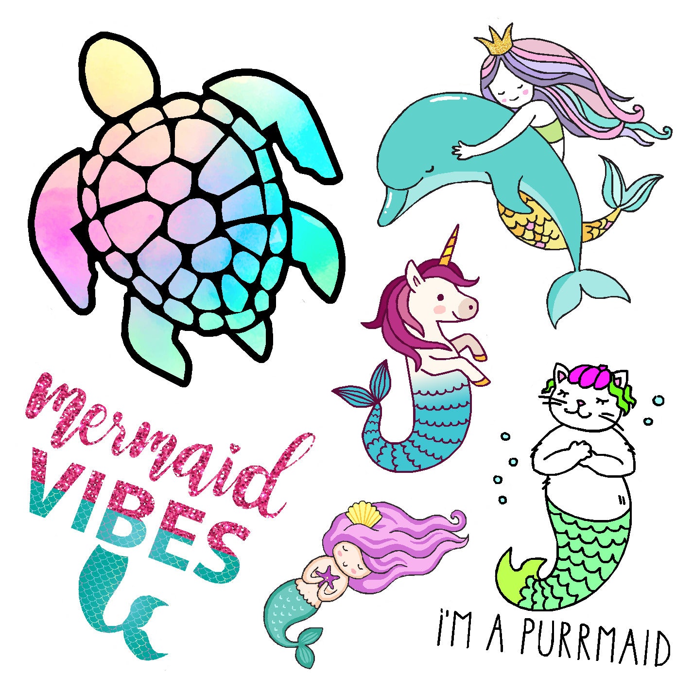 Mermaid Vibes Vinyl Sticker Decal Set – Sticker Planet
