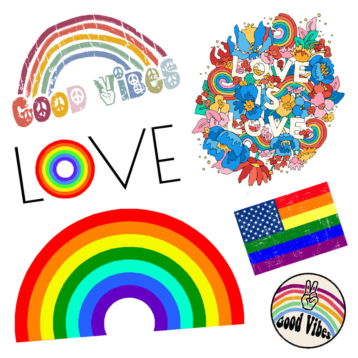 Rainbow Love Vinyl Sticker Decal Set – Sticker Planet