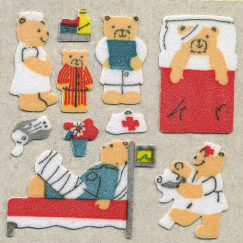 Micro Teddy Hospital Fuzzy Stickers – Sticker Planet