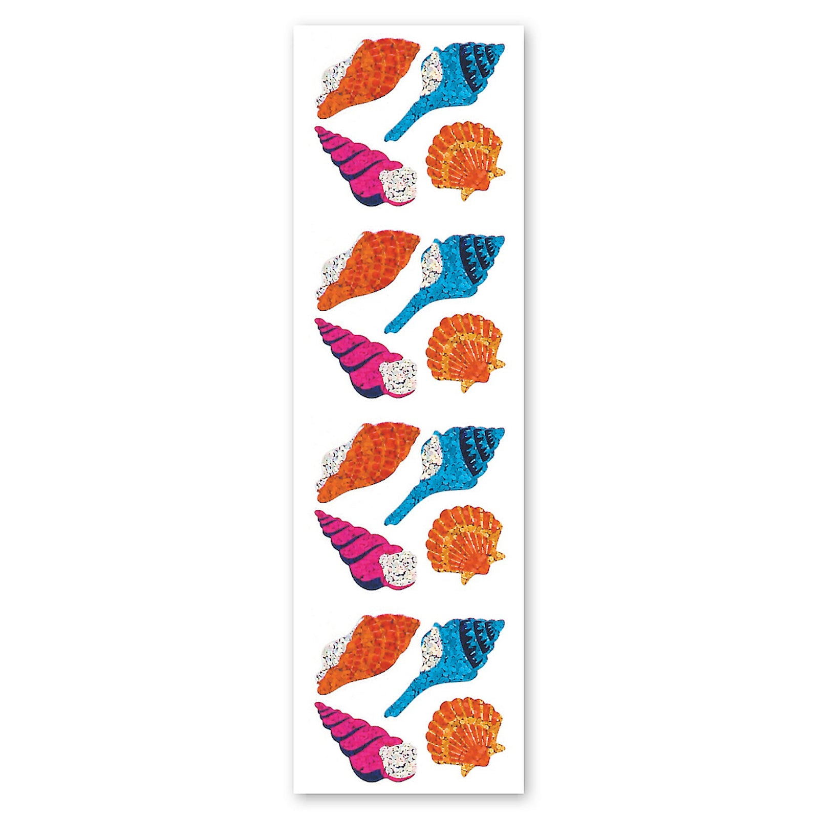 Sea Shells Sparkly Prismatic Stickers - Packaged – Sticker Planet
