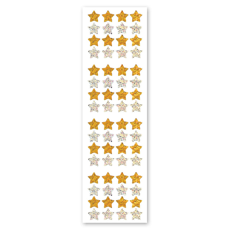 Micro Gold & Silver Stars Sparkly Prismatic Stickers - Packaged ...