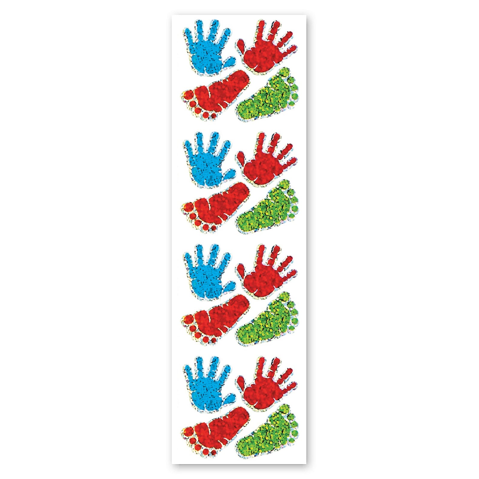 Handprints & Footprints Sparkly Prismatic Stickers - Packaged – Sticker ...