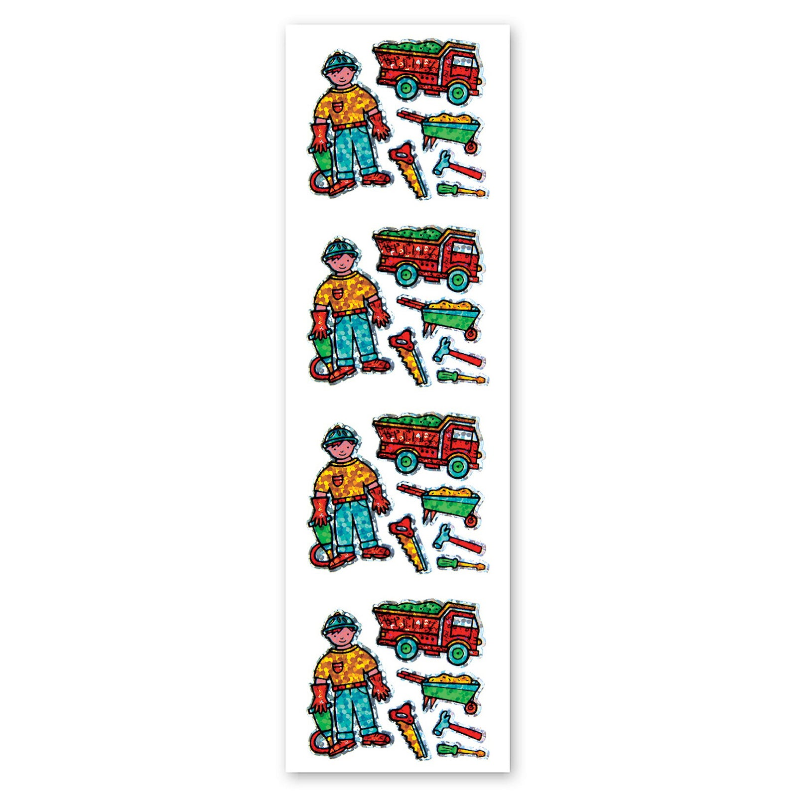 Construction Worker Sparkly Prismatic Stickers - Packaged – Sticker Planet