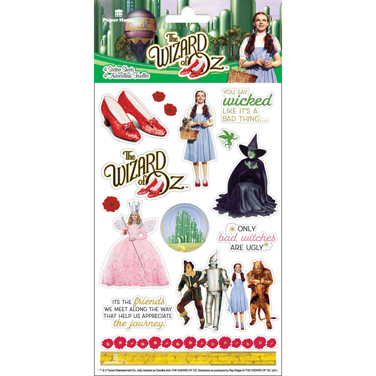 Wizard of Oz Stickers, 4 sheets – Sticker Planet